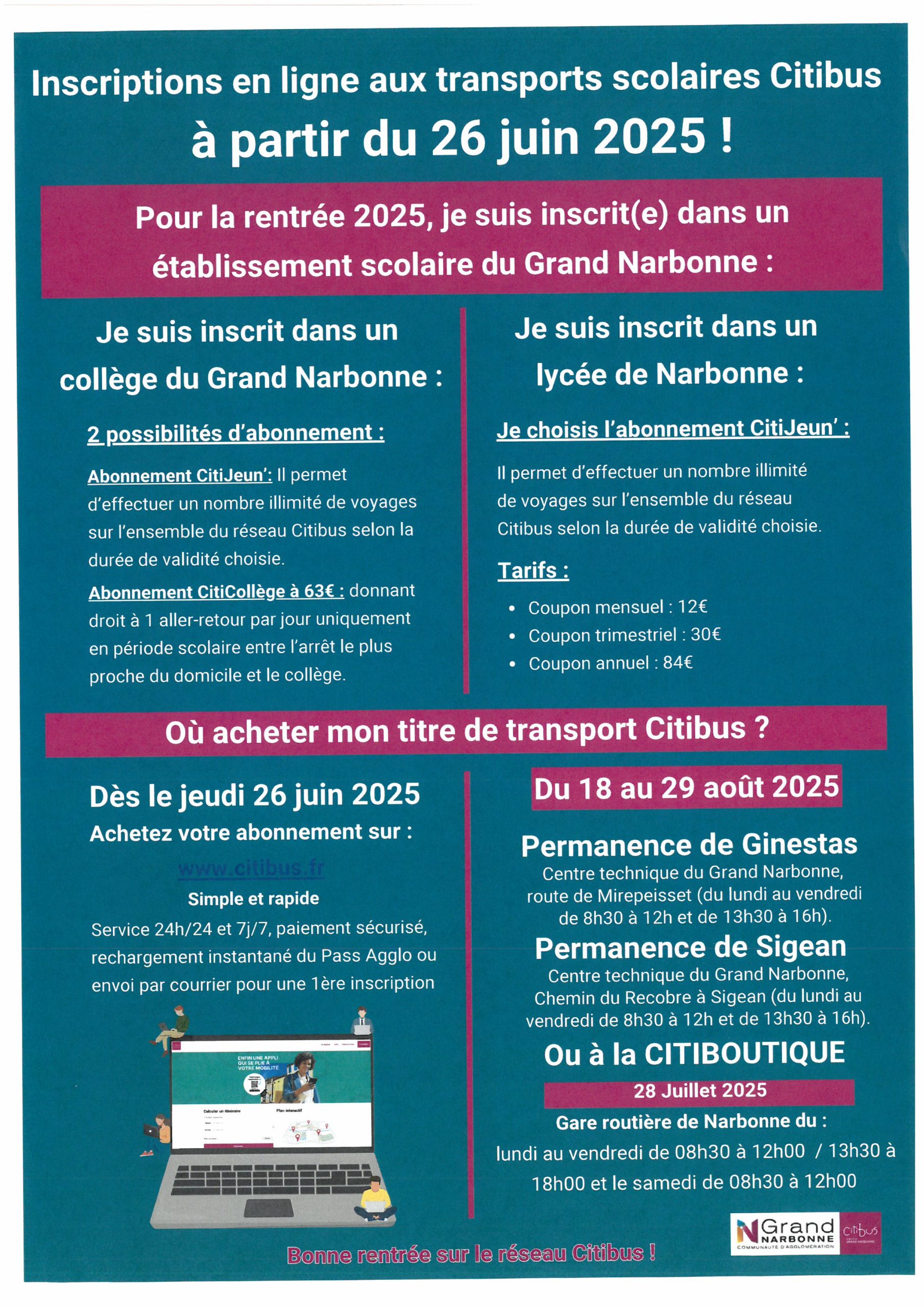 CITIBUS RENTREE SCOLAIRE 2026 - Mairie d'Argeliers