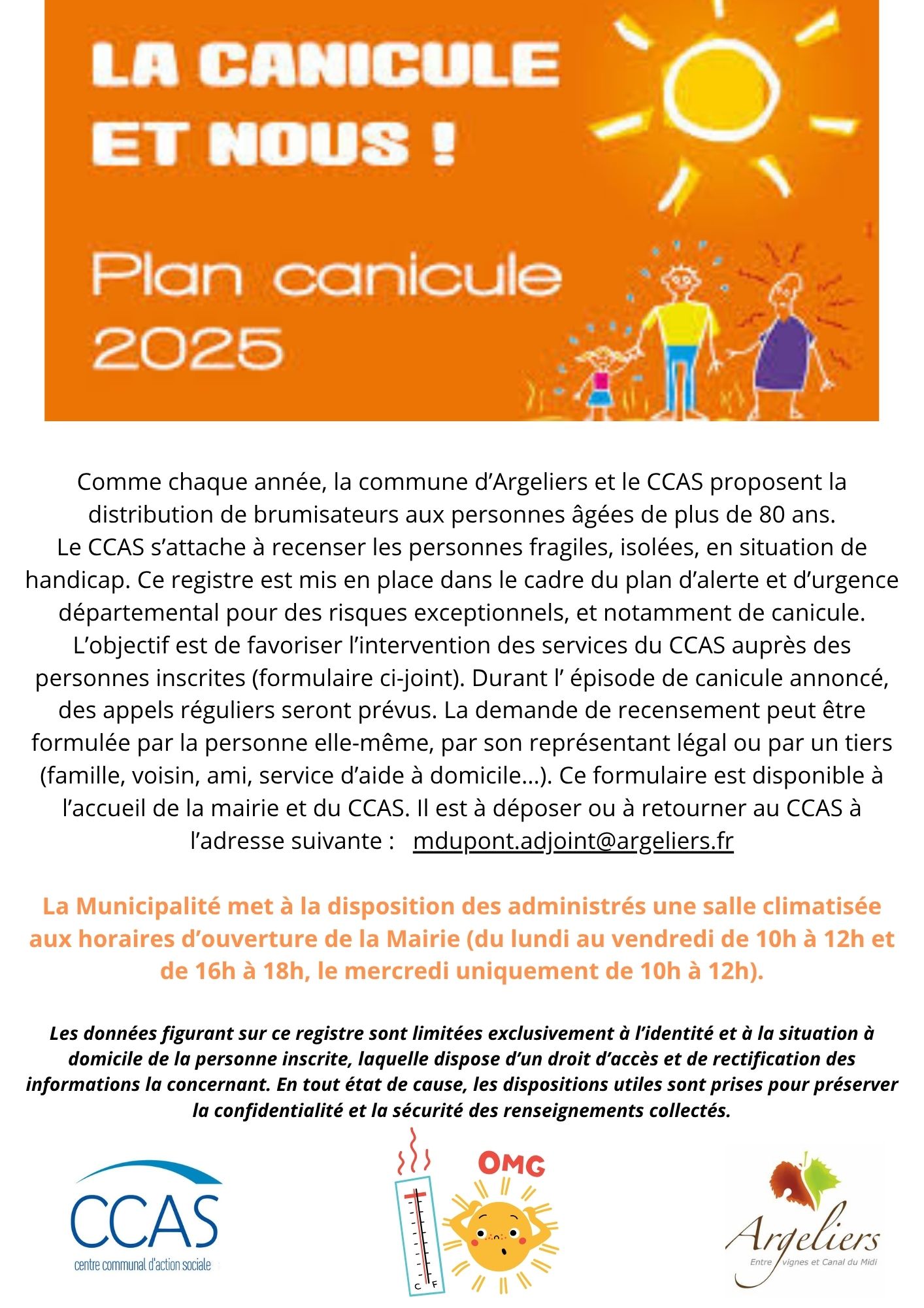 Plan canicule 2025 à Argeliers - Mairie d'Argeliers